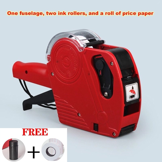 8 Digit Price Label Gun Crown Price Label Machine with Label Starter Pack (Free Ink Roll and ...