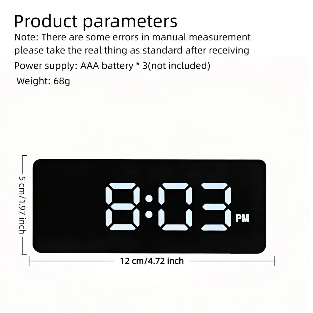 Minimalist Large Digital Clock, Dual Time Zones 12/24H, Calendar ...