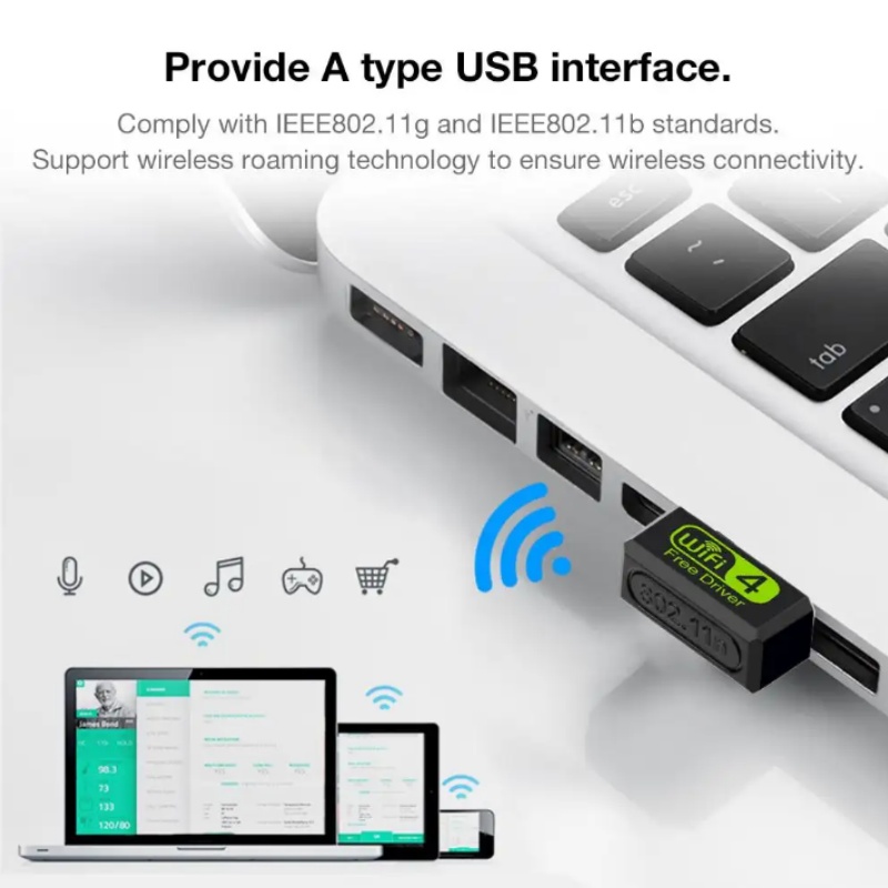 Mini USB WiFi 4 Free Driver Adapter 150Mbps 2.4G Antenna Wireless ...
