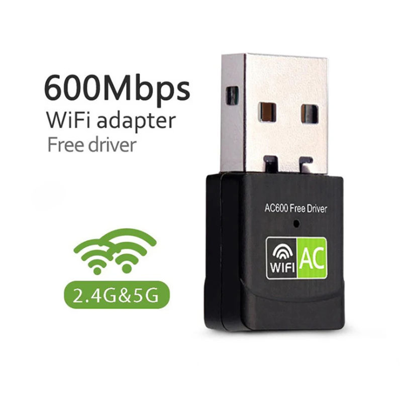 AC600 Free Drive Dual Band USB Wireless Adapter 2.4G 5G for Desktop ...
