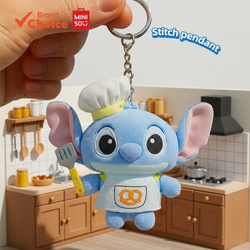 MINISO Stitch Collection - Chef Hat Baker Plush Figure Keychain ...
