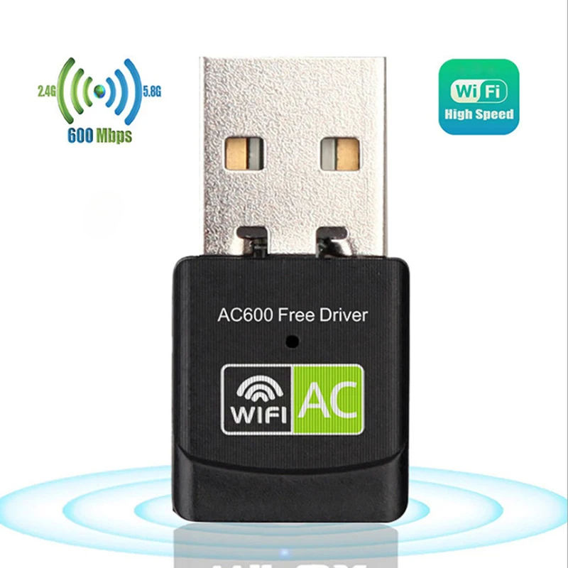 AC600 Free Drive Dual Band USB Wireless Adapter 2.4G 5G for Desktop ...