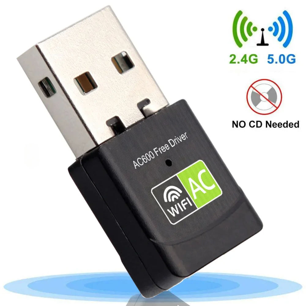AC600 Free Drive Dual Band USB Wireless Adapter 2.4G 5G for Desktop ...