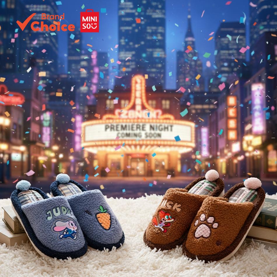 MINISO Disney Zootopia Series - Cozy & Plaid Cotton Women's Slippers ...