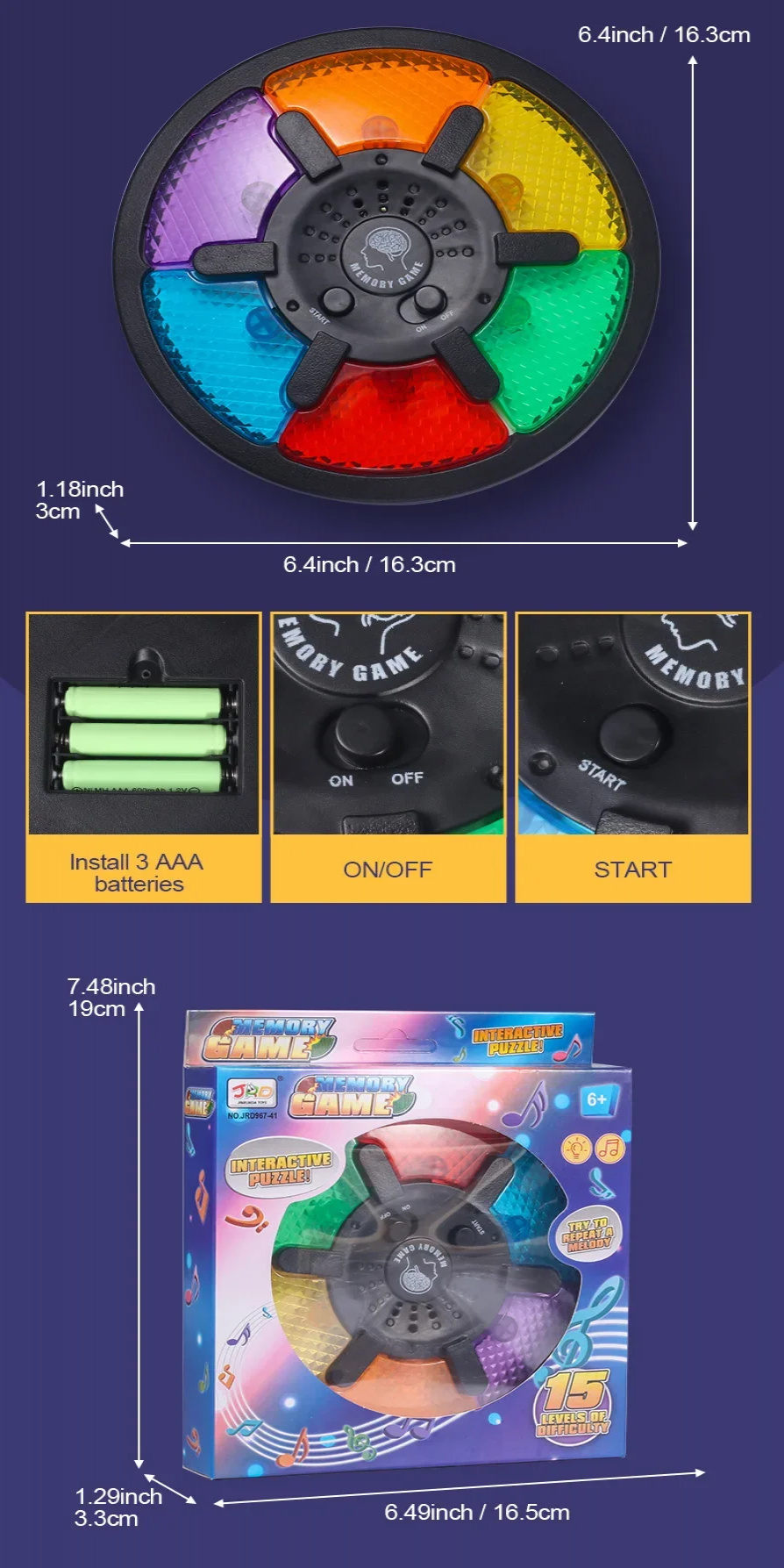 Kids Memory Training Game Console - Handheld Electronic Light & Sound ...