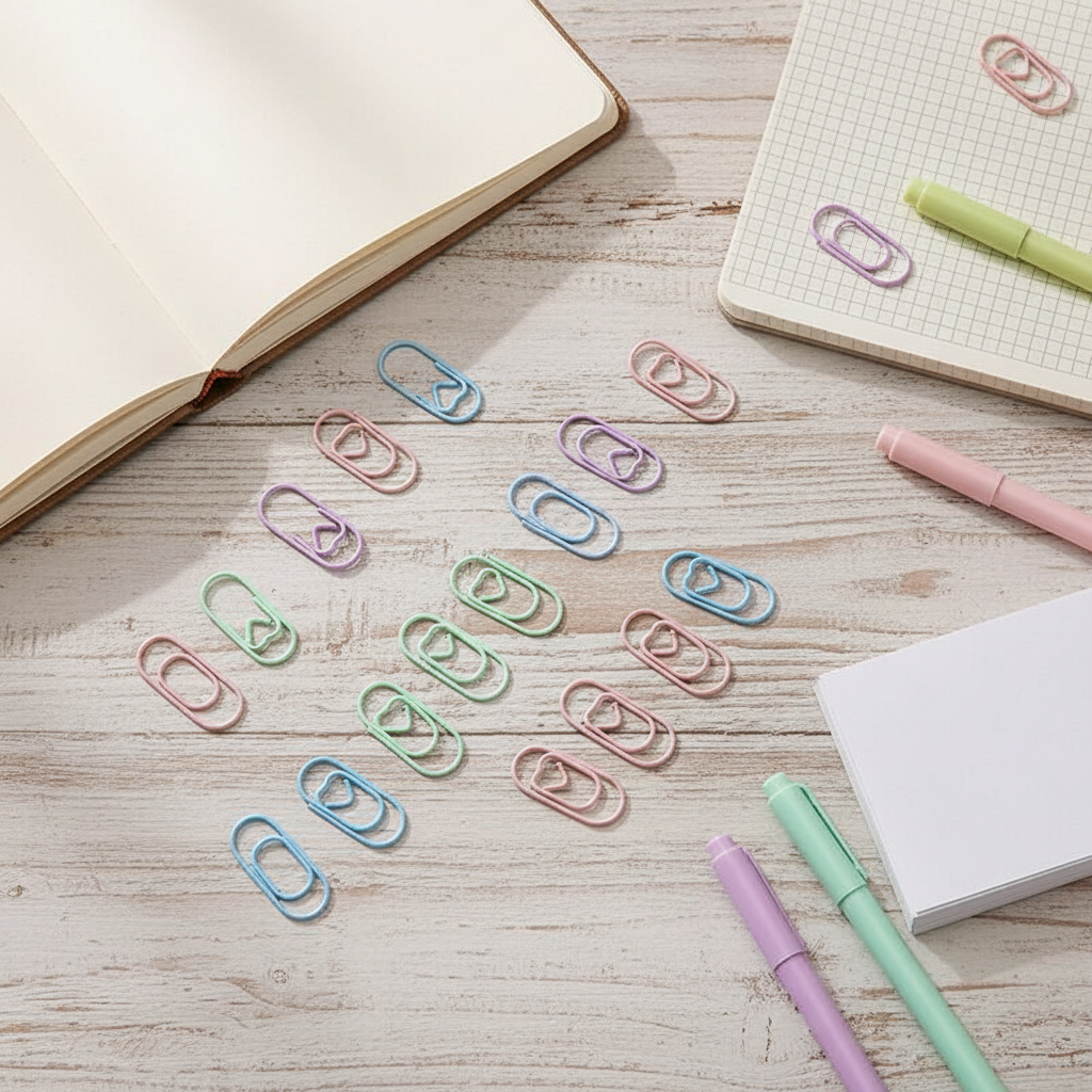 50 Macaron Mini Love Heart Paper Clips Kawaii Binder Clips for ...