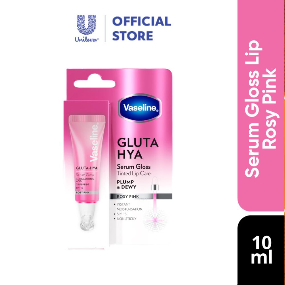 Vaseline Gluta Hya Rosy Pink Serum Gloss Lip Tint 10ml | Shopee Malaysia