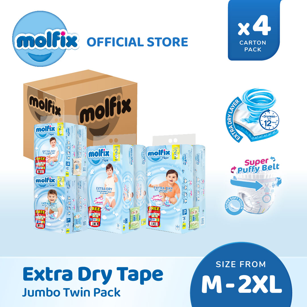 Molfix Extra Dry Tape Twin Pack L46/XL38 (2 Twin Packs) (Carton ...
