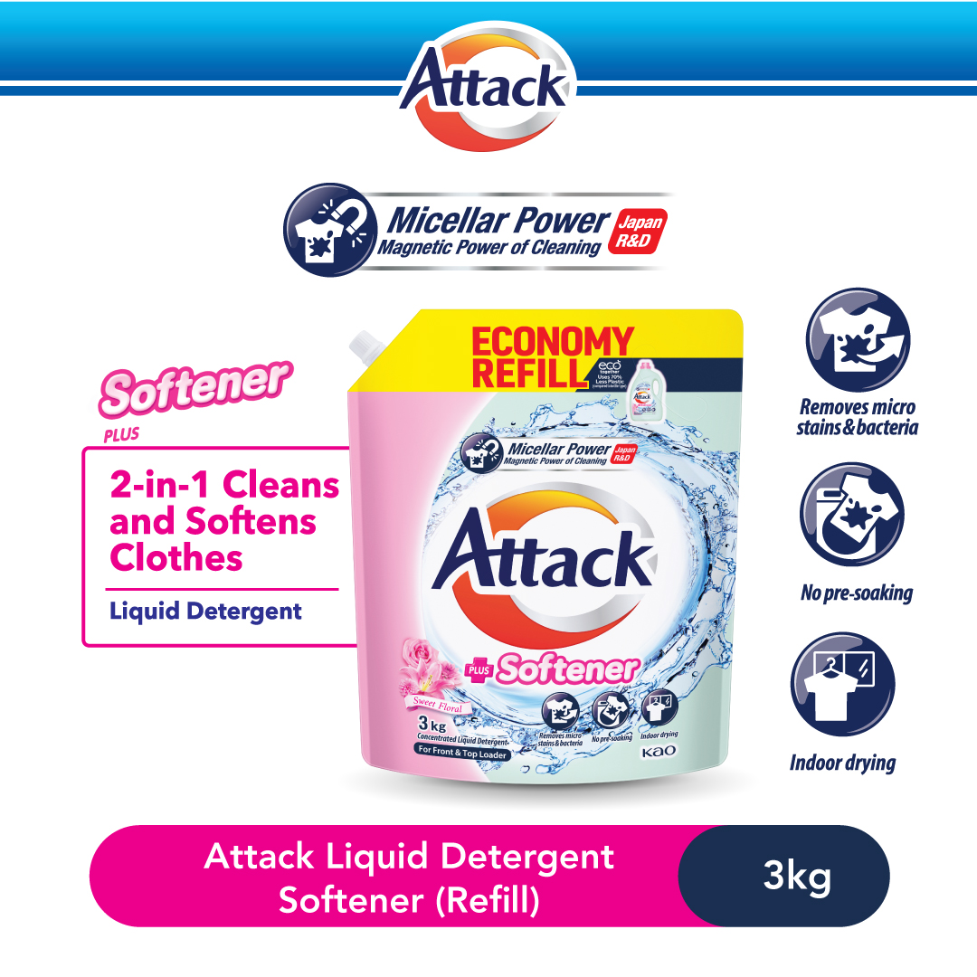 Attack Liquid Detergent + Softener Refill (3kg) | Shopee Malaysia