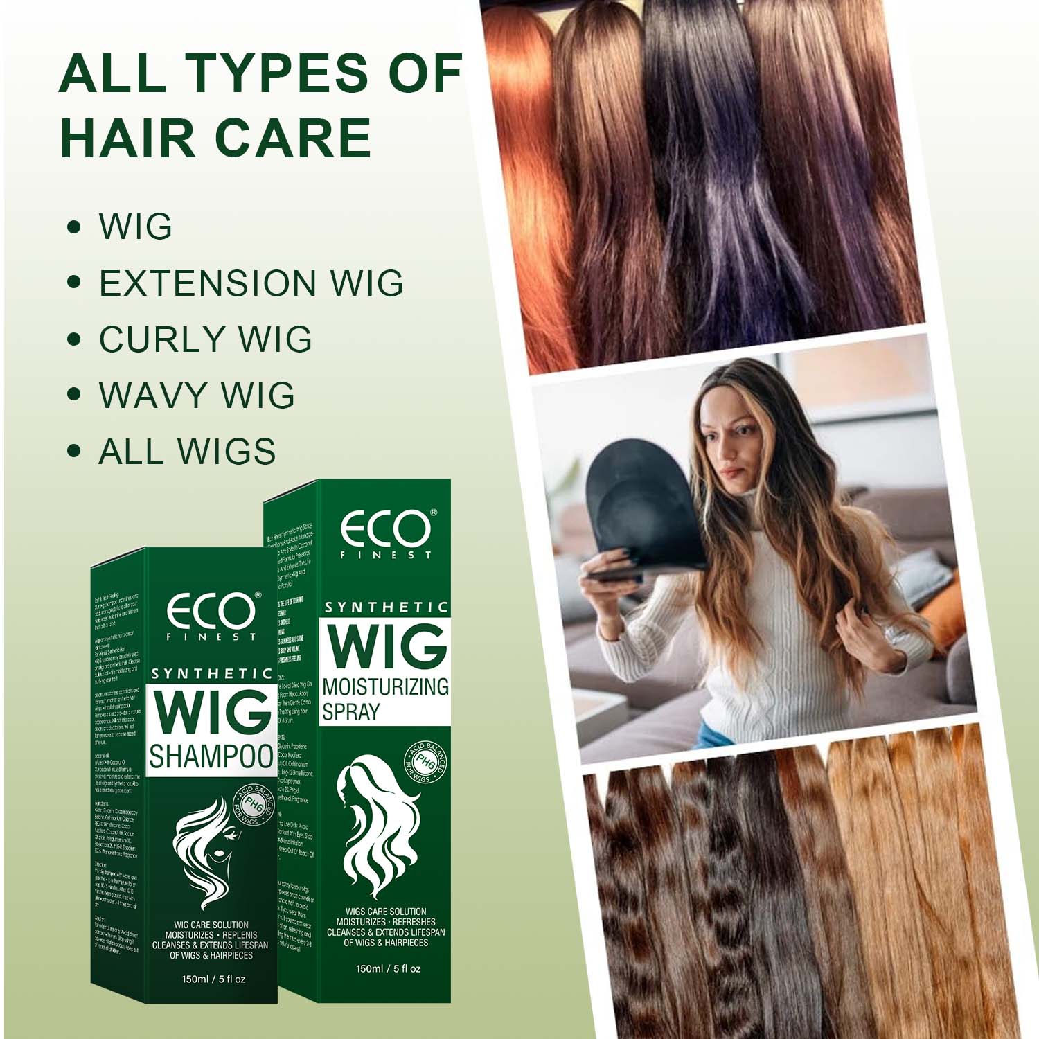 Wig Shampoo & Moisturizing Spray Set, cleanses and cares, extends wig ...