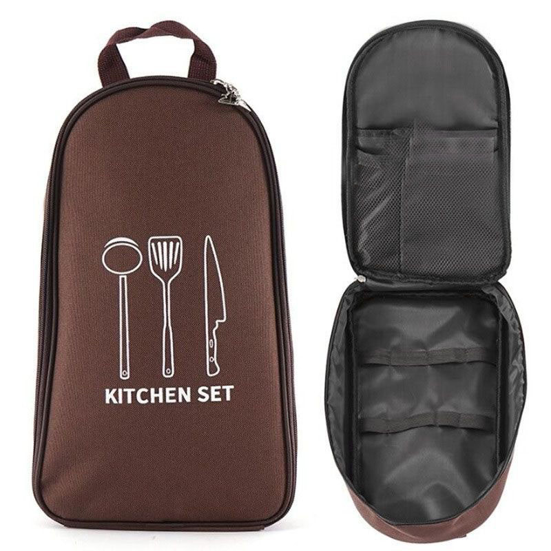 Eight-piece camping cookware set with storage bag, suitable for cooking ...
