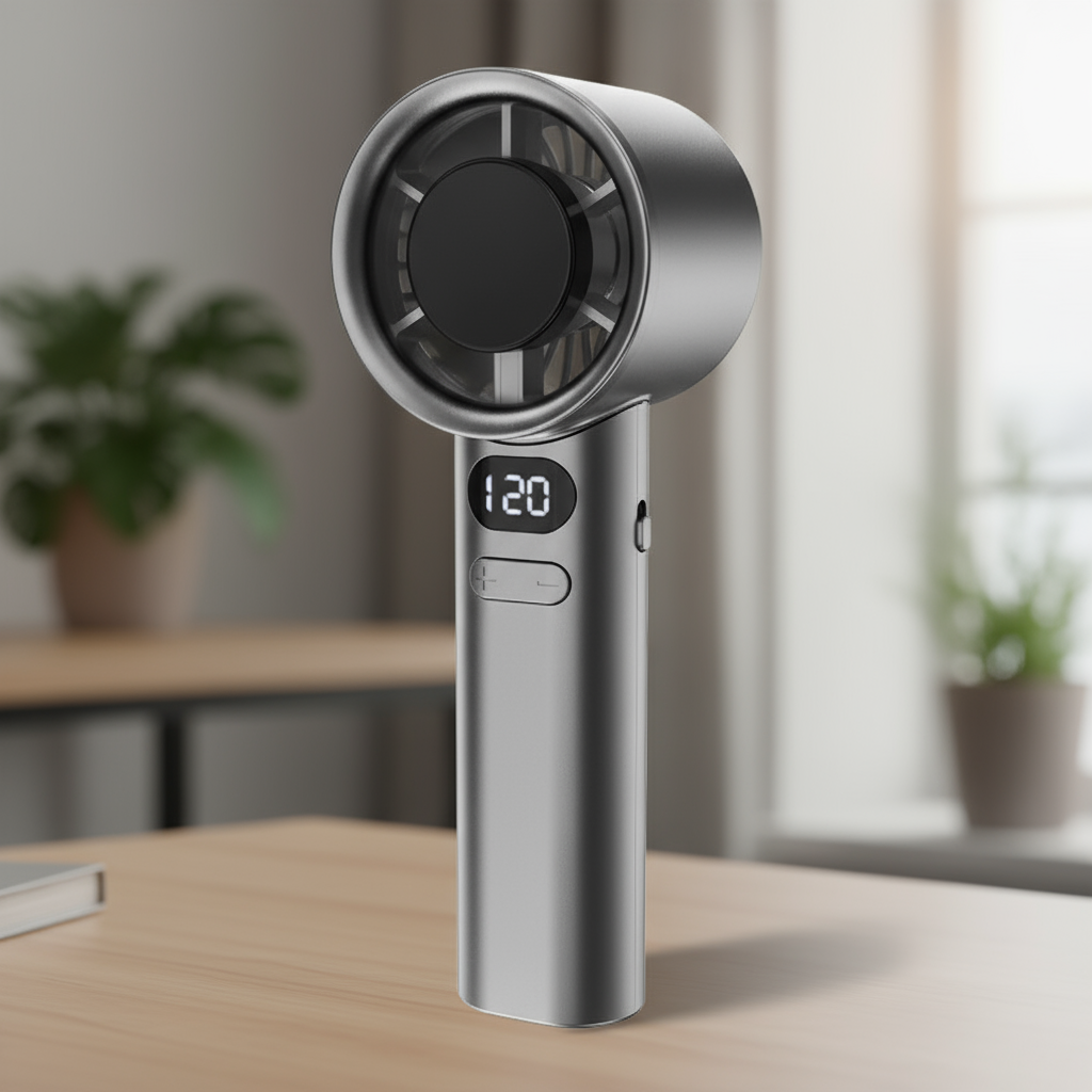 Super Quiet 120-Speed Turbo Mini Fan USB C Rechargeable with Digital ...
