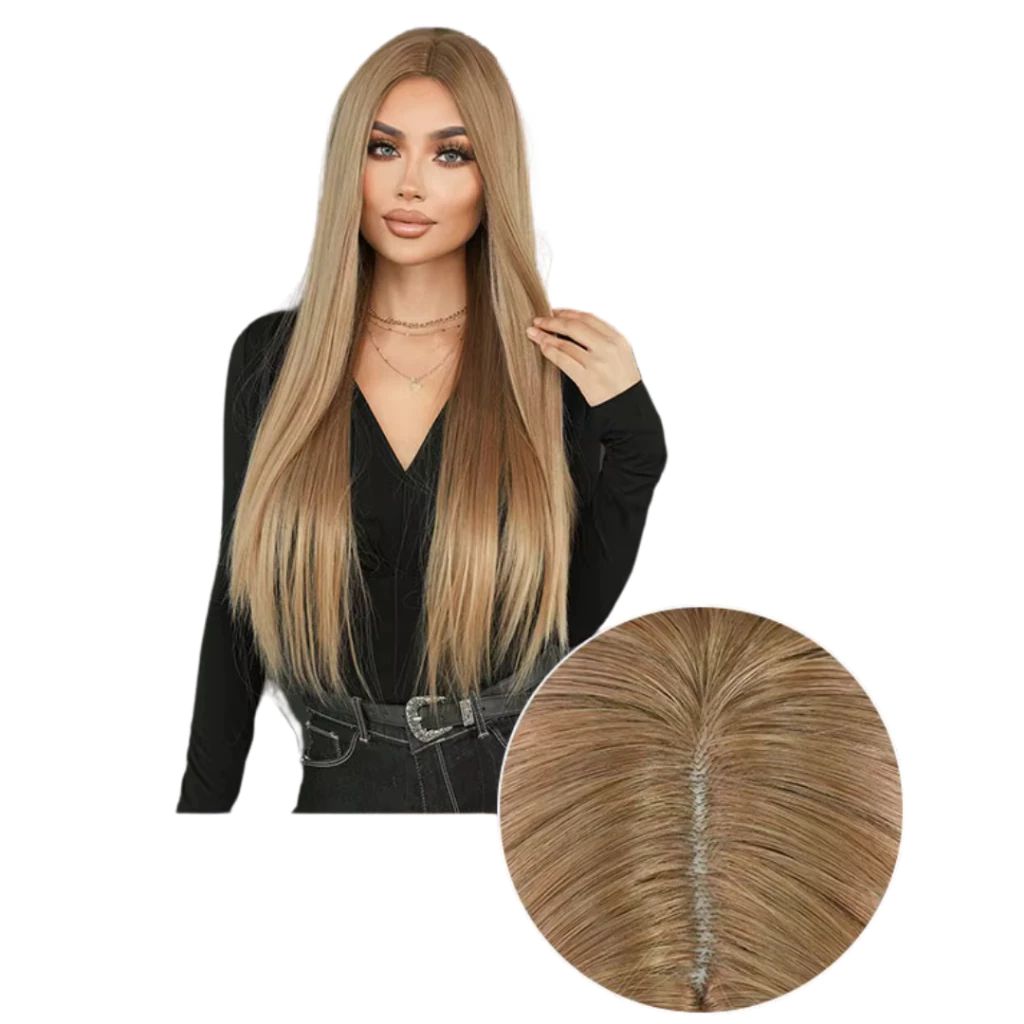 Future fiber wig with the same deep golden hair color for women's clip ...
