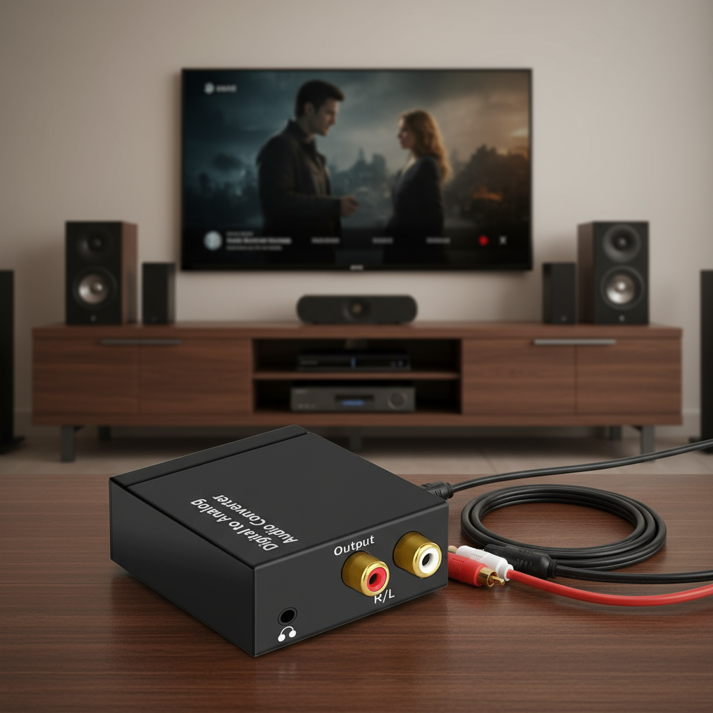 Digital to Analog Audio Converter with 3.5mm Jack and 2 RCA Outputs for ...