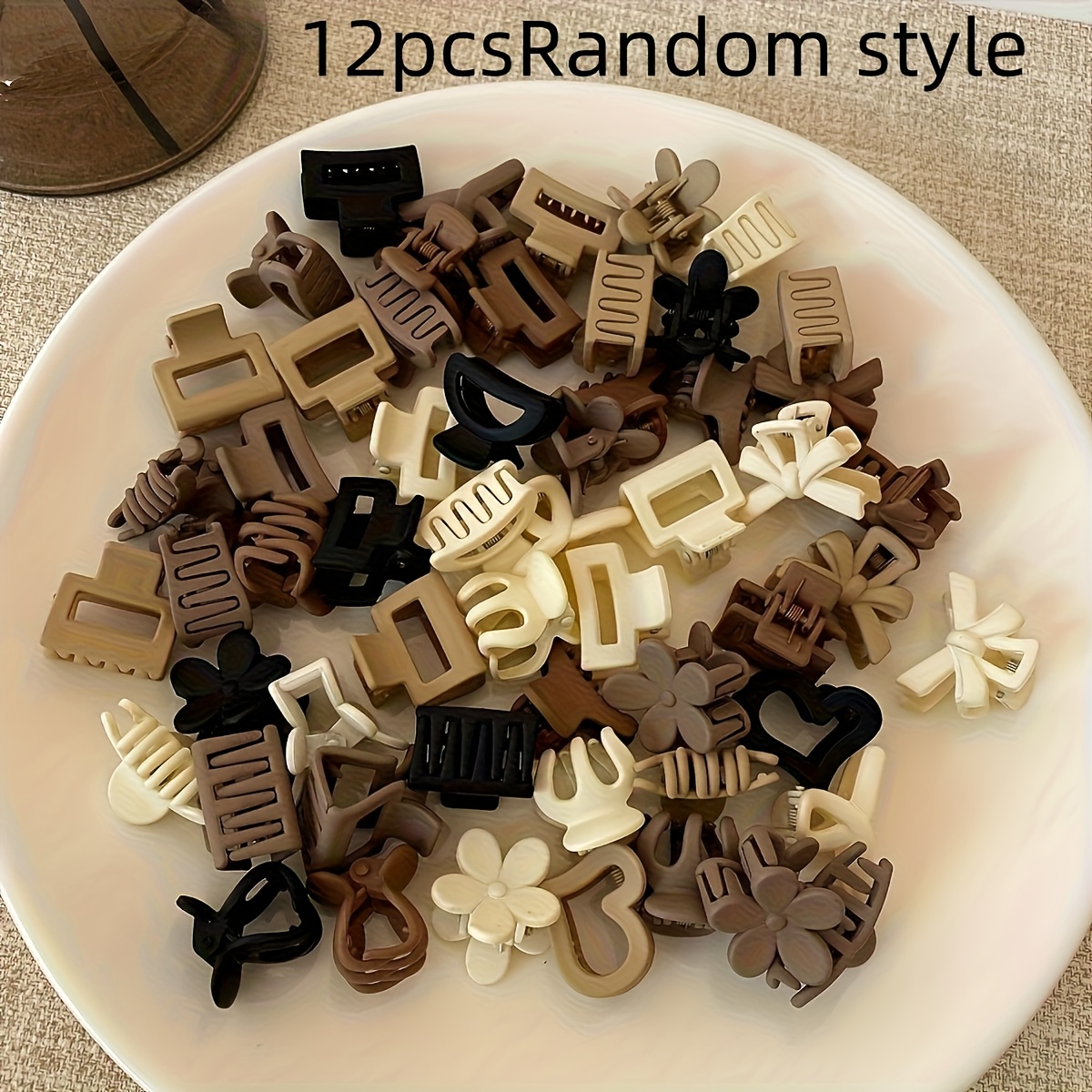 Coffee Mini Claw Clips Small Princess Hair Tie Bangs Elastic Bands ...