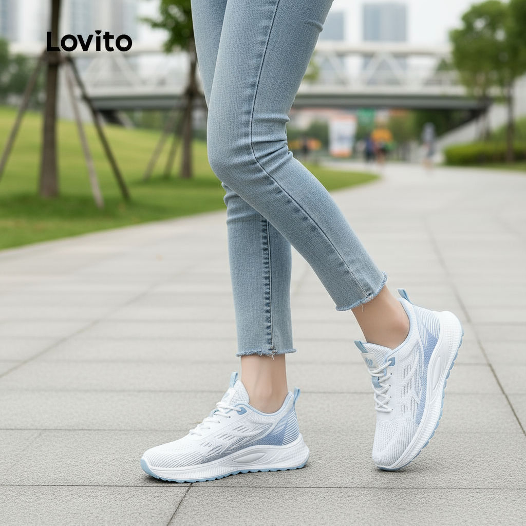 Lovito Refine Sneakers Kasual Wanita Warna Block LR17E013 | Shopee Malaysia