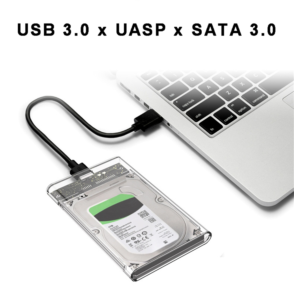 Transparent HDD Case SATA to USB 3.0 Hard Drive 2.5 Inch Enclosure External Full Compatible ...