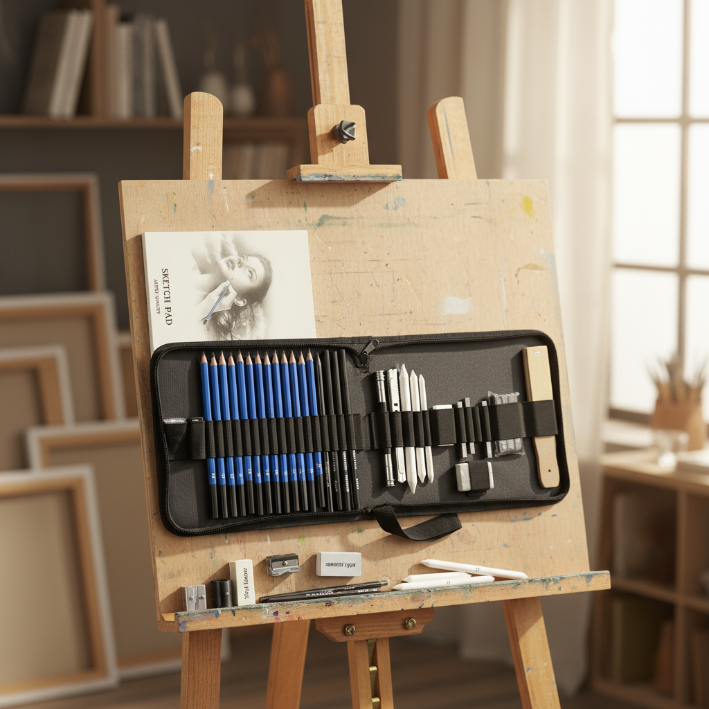 Pro Artist Sketching Kit - 35 Pencils, Portable Zippered Case, Charcoal ...