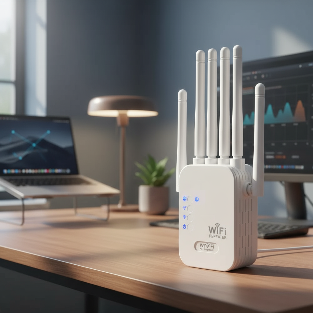 1200Mbps Dual-Band Wireless WiFi Repeater and Range Extender with 2.4G ...