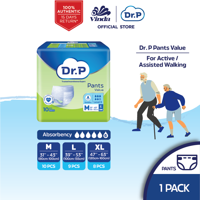 Dr. P Value Level 6 Absorbency Adult Pant Diaper M10/ L9/ XL8 (1 Pack ...