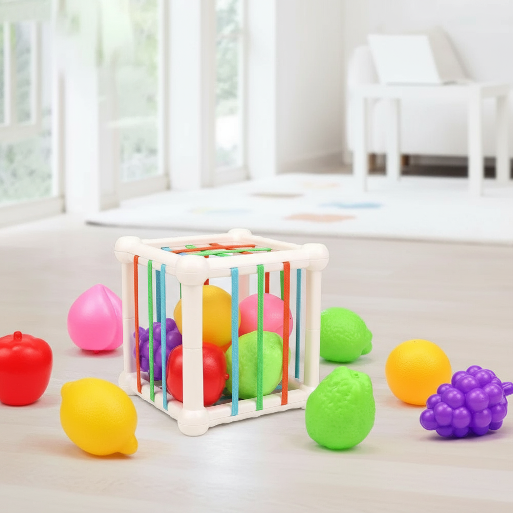 Sensory Toys for Babies: Shape Sorter Cube with Colorful Fruit ...