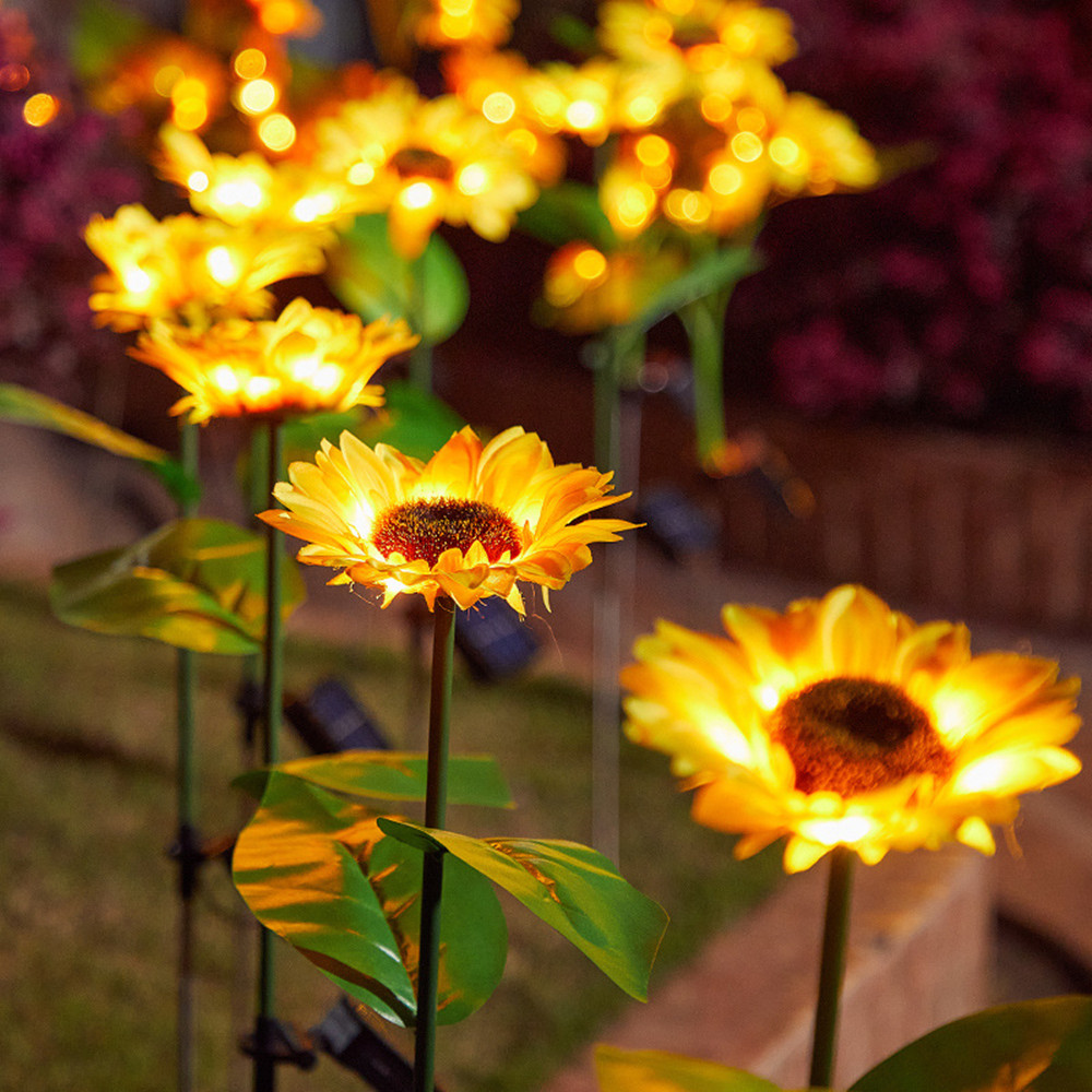 Solar Powered Sunflower Light Outdoor Waterproof LED Ground Insert Lawn ...