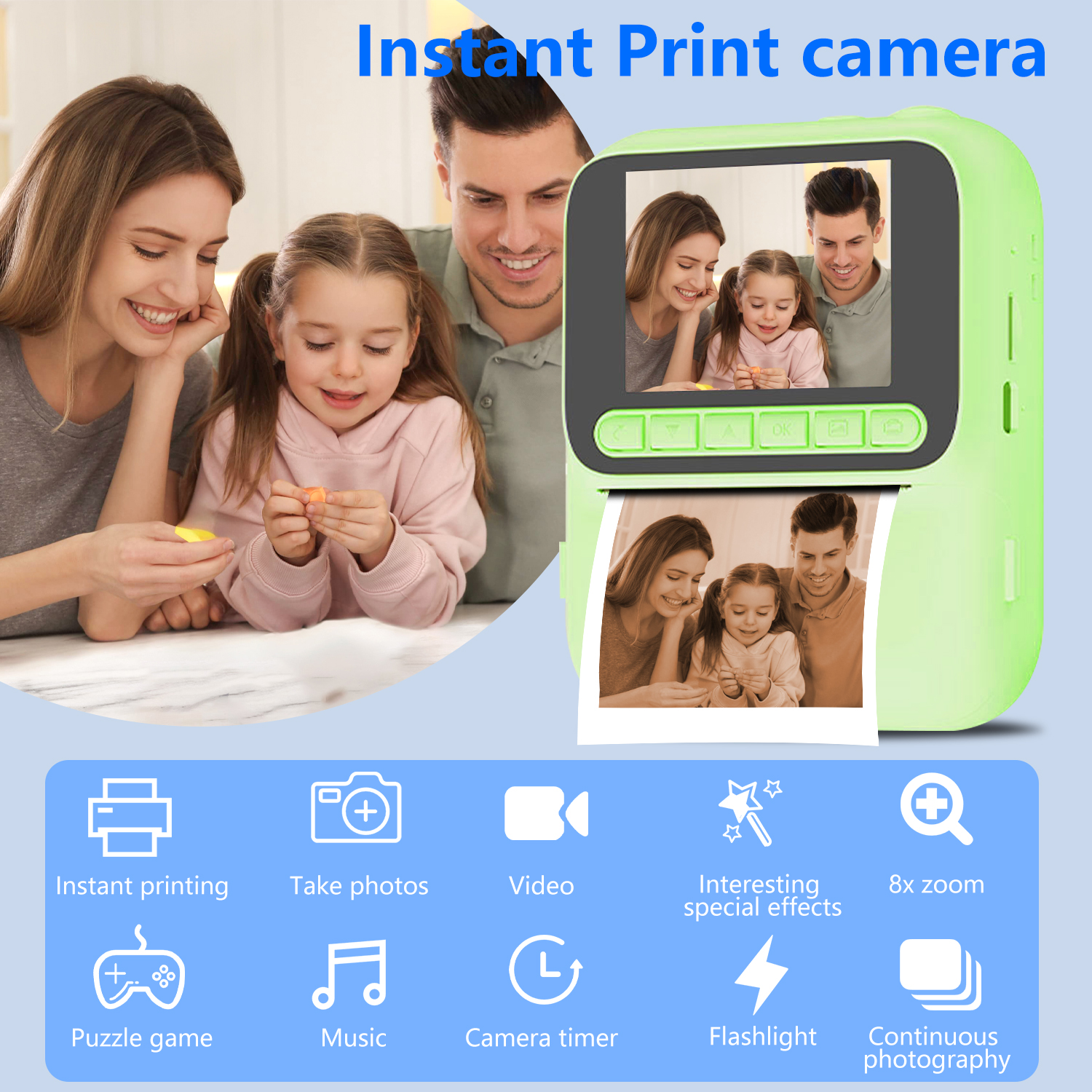 Instant Print Camera 1080P HD Video 32G Card Digital Camara Christmas ...