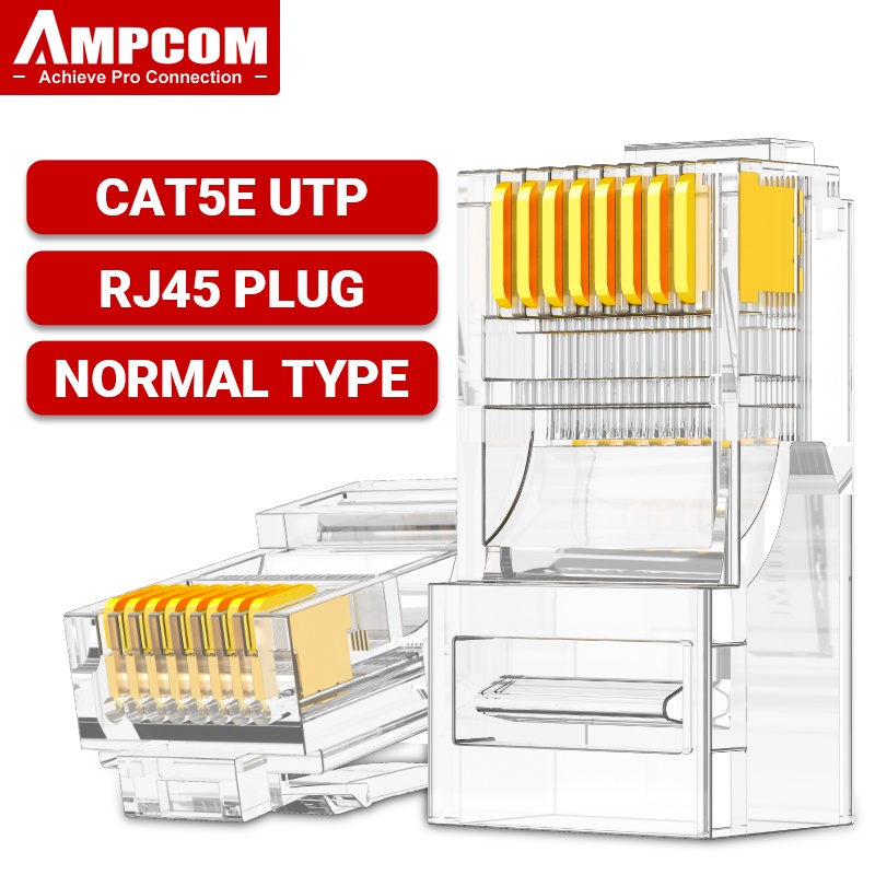 AMPCOM CAT5E UTP 1/30/50μ RJ45 Modular Plug 8P8C Crimp End Cable ...