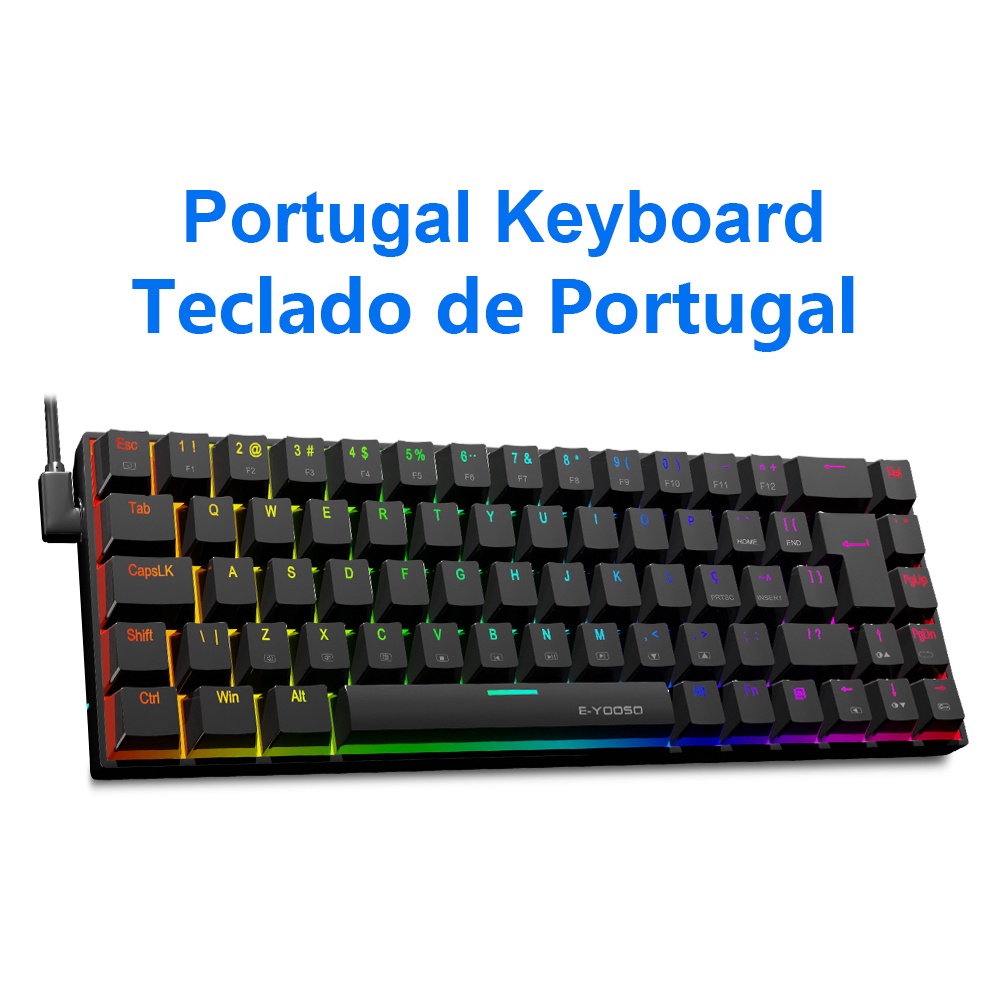 E-YOOSO Brazilian Portuguese Keyboard Z686 RGB USB 60% Mini slim ...