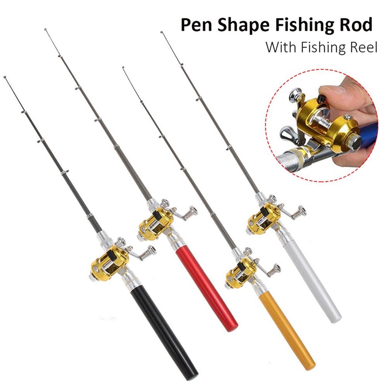 Aluminum Alloy Pocket Pen Shape Telescopic Fishing Rod with Reel Wheel ...