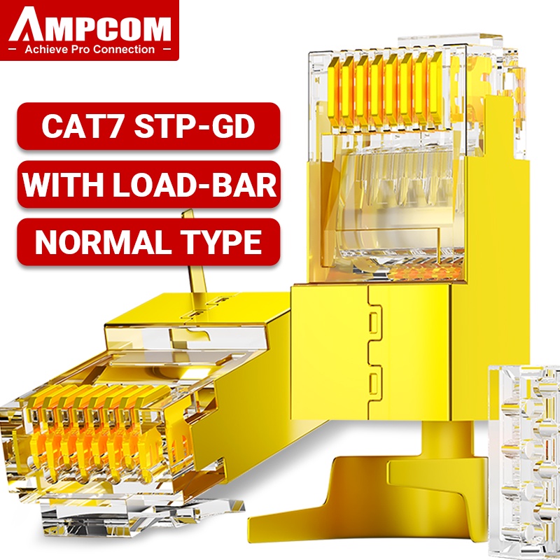 AMPCOM CAT7 Shielded RJ45 Modular Plug Connector 50U 8P8C RJ45 ...