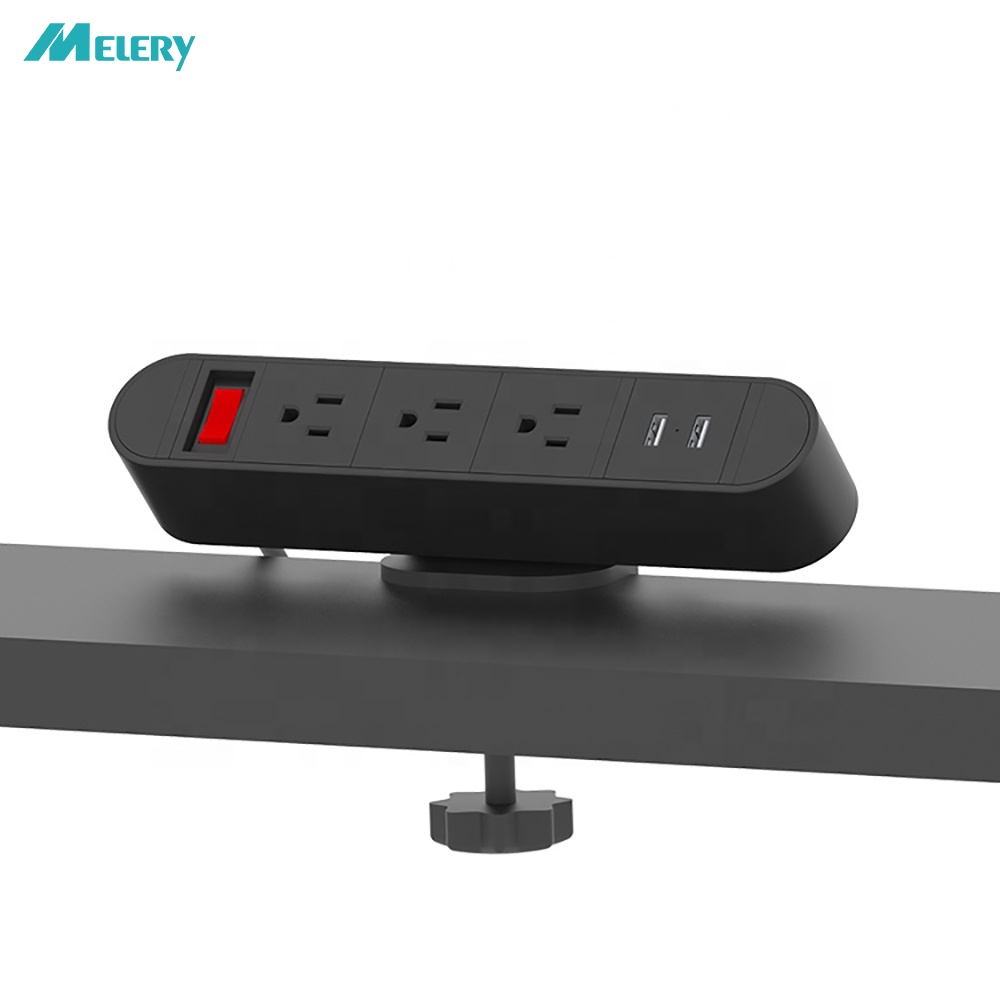 Tabletop USB Socket US Plug Desk Edge Clamp On Power Strip Electrical ...