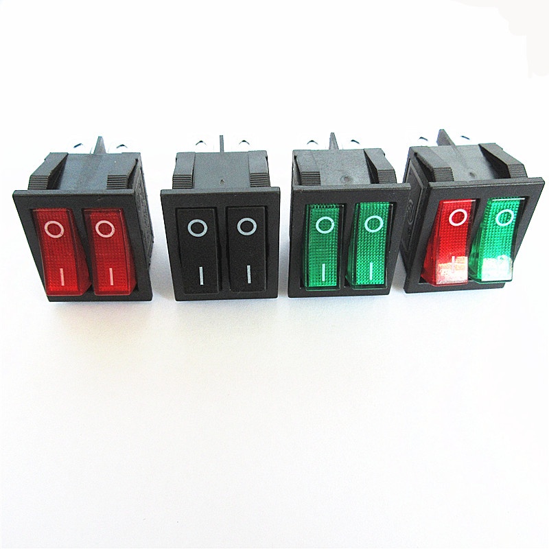 Double Rocker Switch Red Green With Light 2-Speed 6-Pin Power Push ...