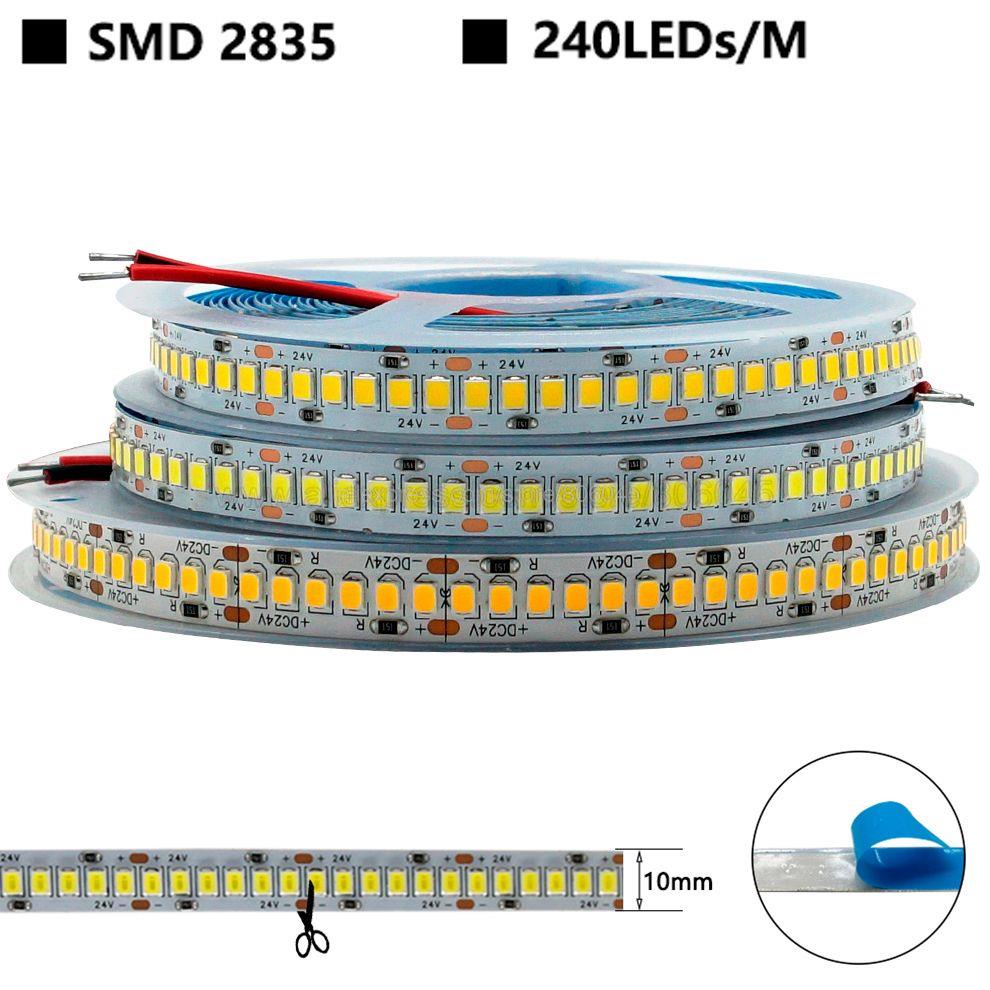 Xnbada 5m SMD 2835 LED Strip Light 12V 24V DC Flexible LED Tape Ribbon 240 led/m LED Strip White ...