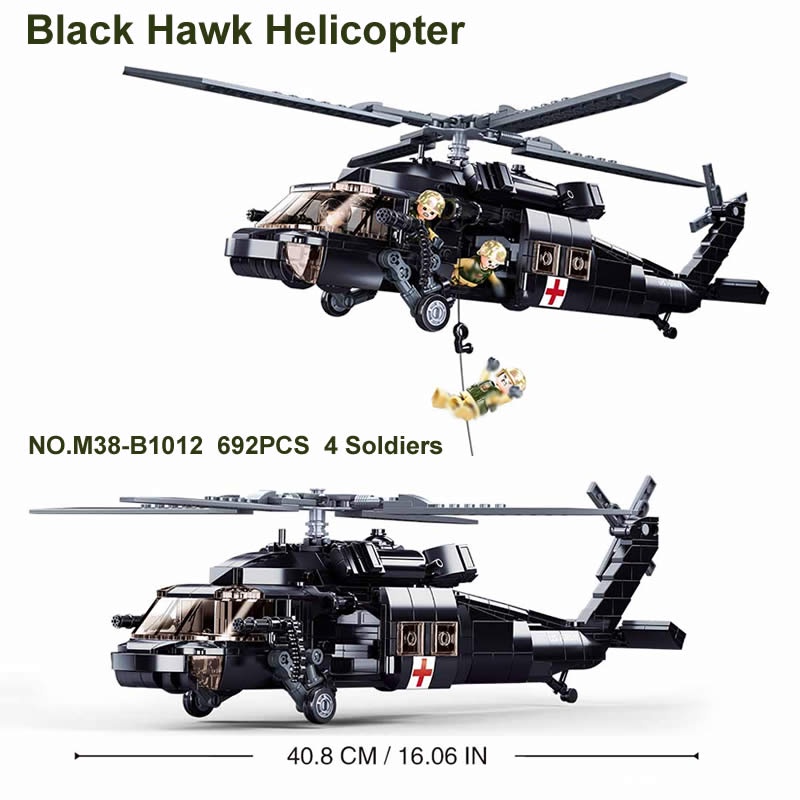 Educational toy model Assembling Black Hawk Helicopter 60 Sluban B1012 ...