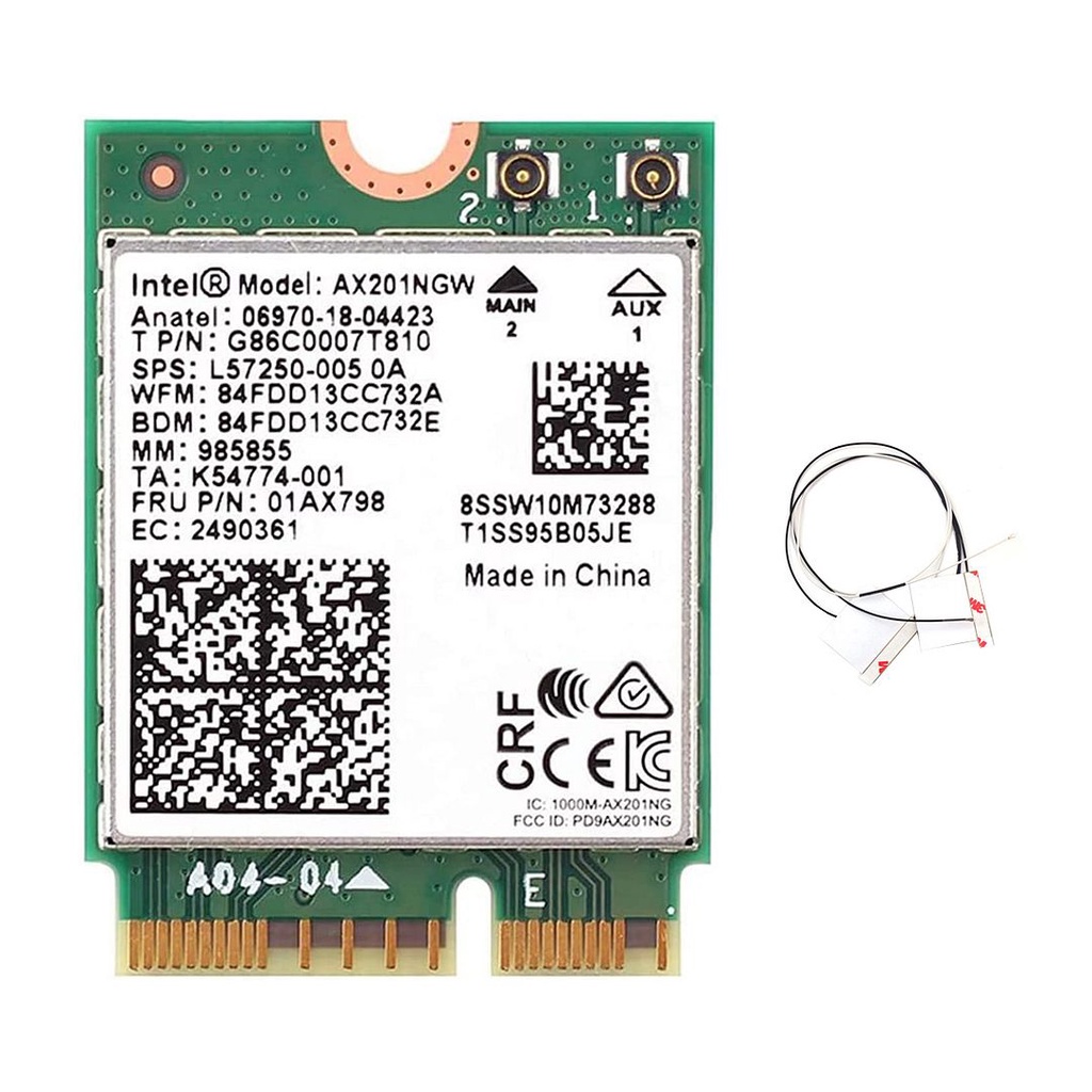 Intel AX201 Wi-Fi 6 Dual-Band M.2 CNVio2 2230 Network Card (w/ internal ...