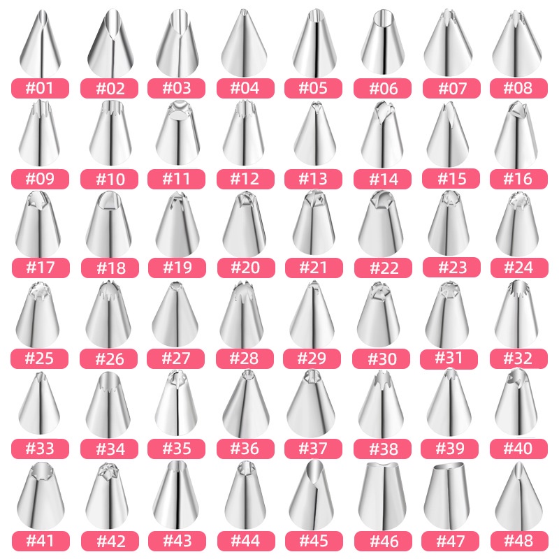 48Pcs Stainless Steel Nozzle Tips DIY Cake Decorating Tool Icing Piping ...