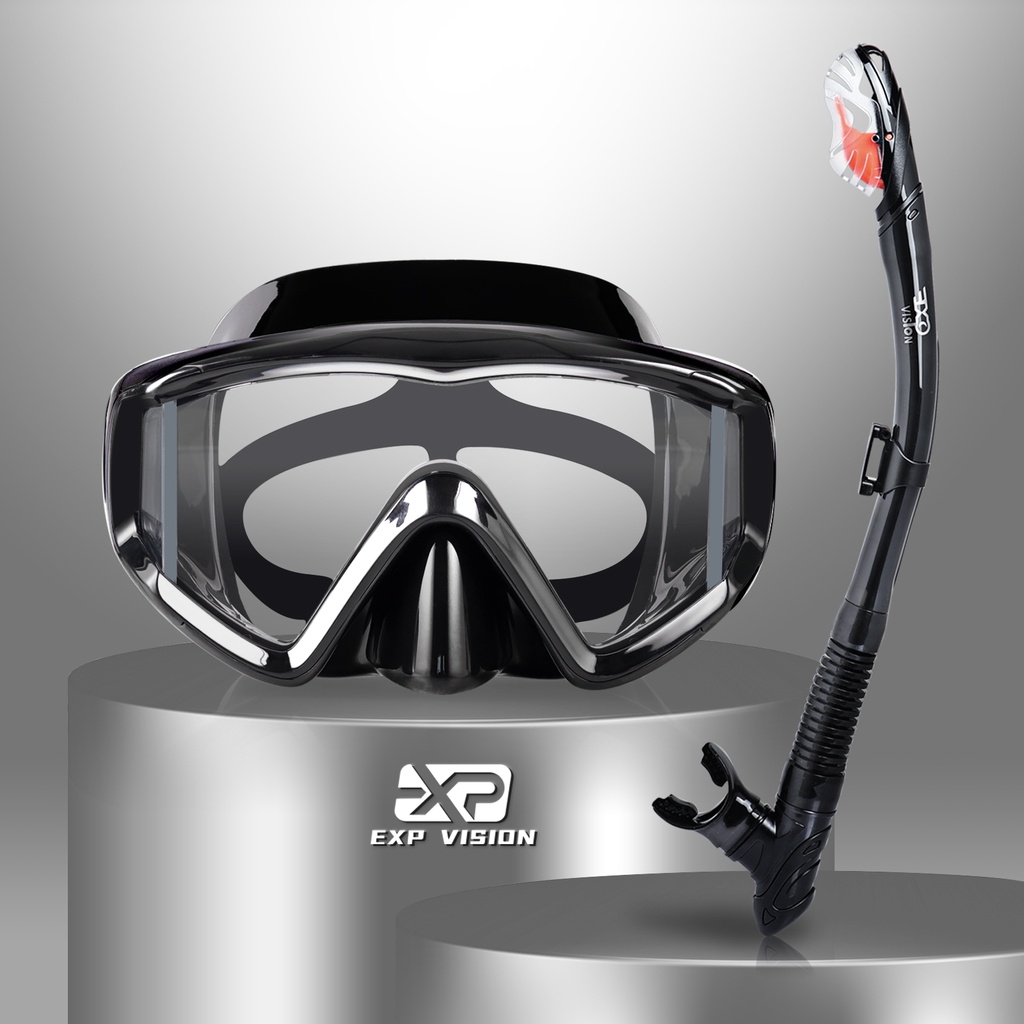EXP VISION Snorkeling Mask Set Diving Mask Set Premium Panoramic Scuba ...