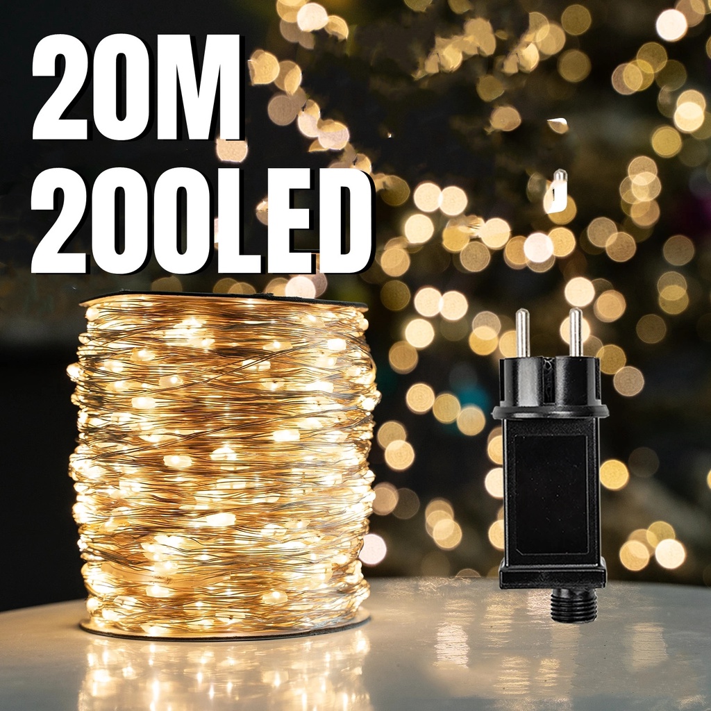 New 10M/20M LED Copper Wire Lamp String Christmas Fairy Light Night ...