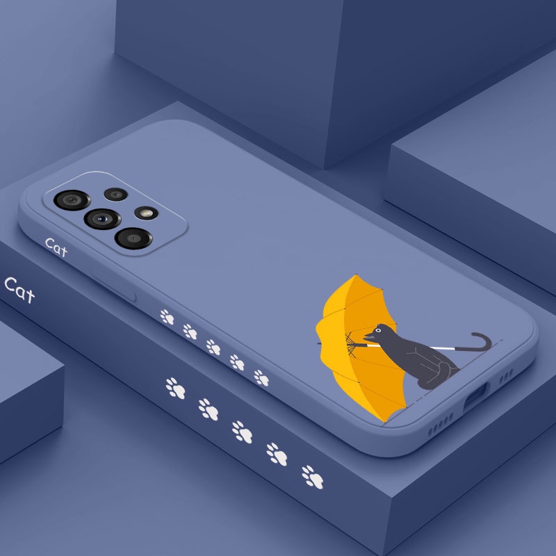 Cat With Umbrella Phone Case For Samsung Galaxy A54 A34 A24 A14 A04 A04S A04E 4G 5G Liquid ...