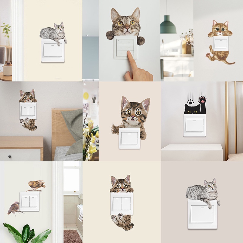 [wuxiang] Cartoon Cute Cat Switch Sticker | Shopee Malaysia