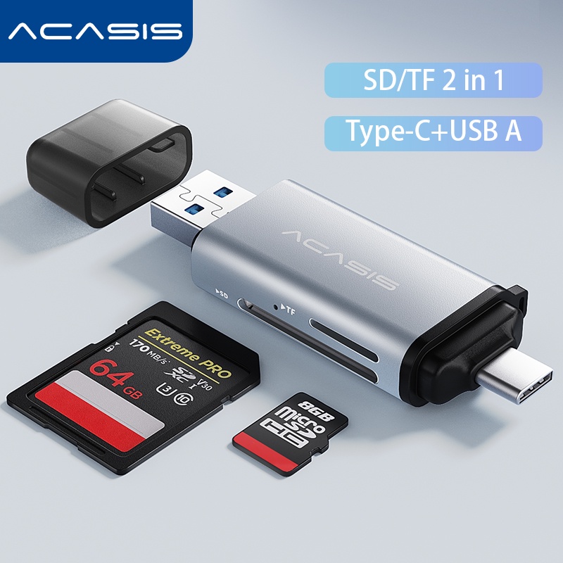 ACASIS SD/TF 2-in-1 Dual-head card reader .USB Type-c 3.0 To SD/TF ...