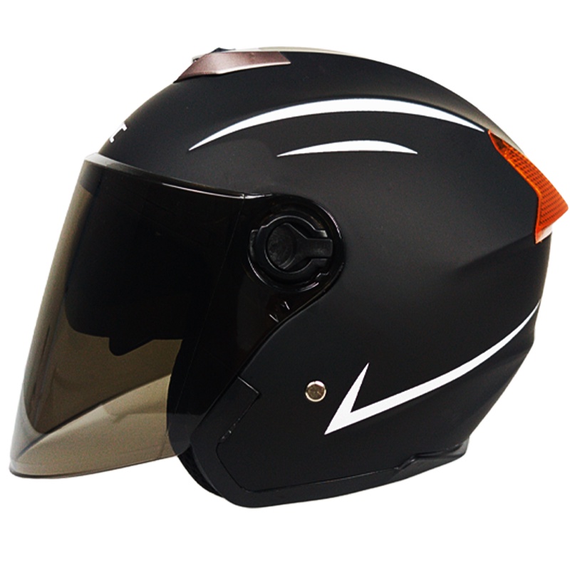 Half Helmet Motorcycle Helmet with Double Lens Motor Helmet Topi ...