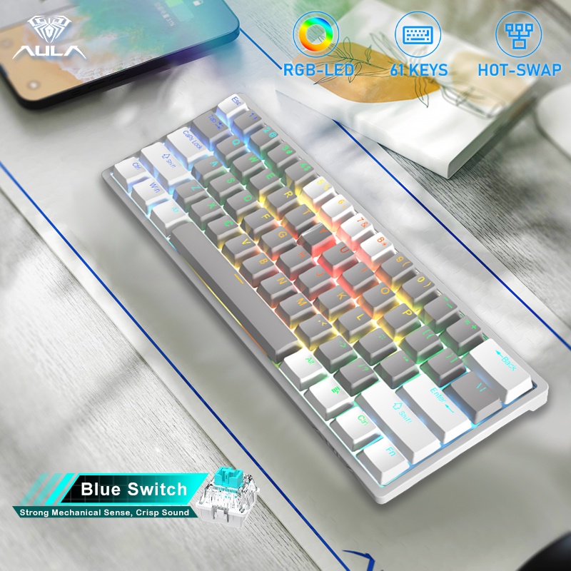 AULA F3061 61Keys Wired RGB Gaming Keyboard Membrane Keyboard USB ...