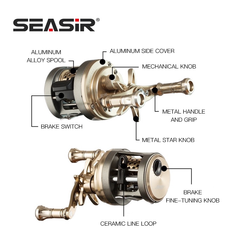 SEASIR JH Drum Baitcasting Reel Metal Body Micro/Deep Spools High ...