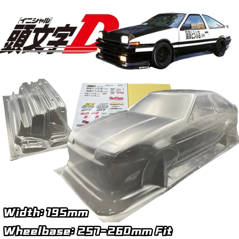 Initial D 1/10 TOYOTA AE86 LEVIN 2DR Drift RC PC Body Shell 195mm Width ...