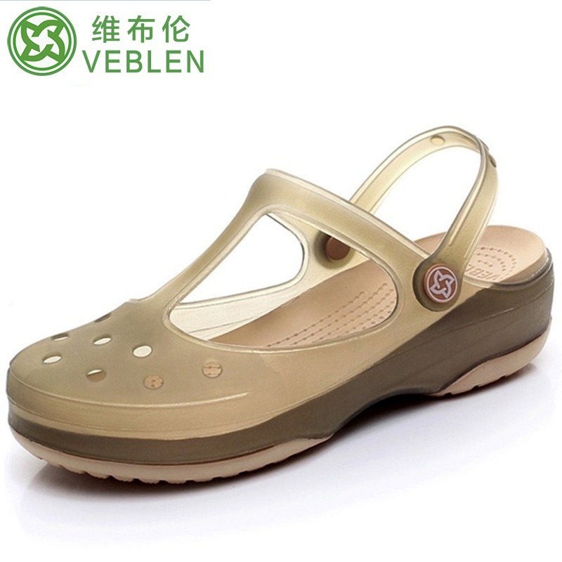 2024 VEBLEN VEBLEN Hole Shoes Women Jelly Slippers Flat Heel Thick ...