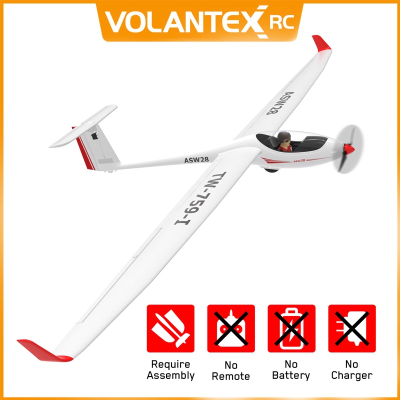 VOLANTEXRC RC Plane 5CH ASW28 2.6M wingspan unibody ABS plastic hull ...