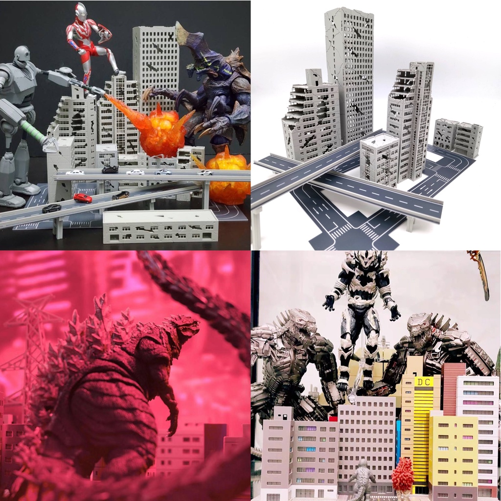 Simulation Building Model Decoration Gundam Godzilla shf Ultraman Scene ...
