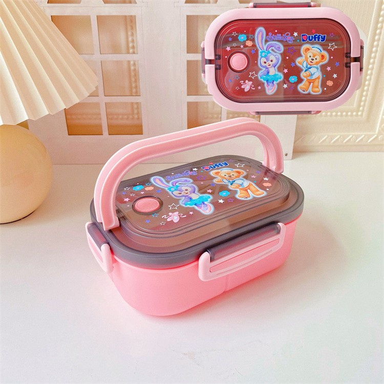 Double Layer Portable Plastic Lunch Box Cute Shin-Chan With Spoon Fork ...